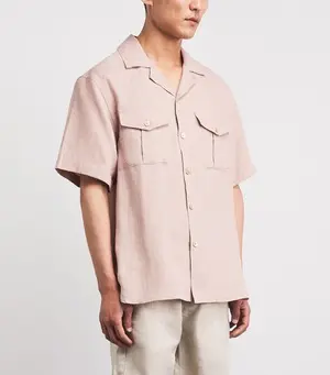 Eleventy Linen Bowling Shirt - Pink