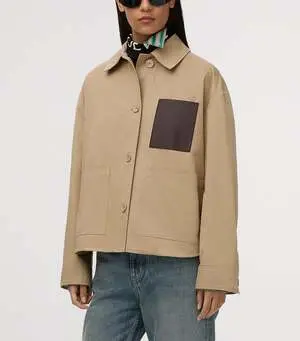 Loewe Cotton Workwear Jacket With Leather Trim