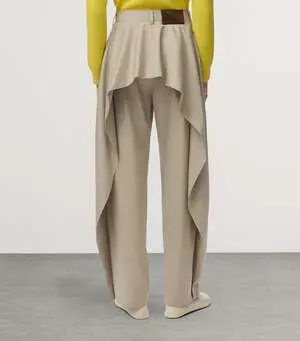 Loewe Cotton-silk Layered Trousers - Beige