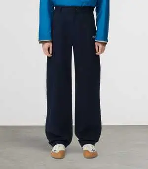 Loewe Garment-dyed Cotton Twill Straight-leg Trousers - Navy