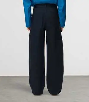 Loewe Garment-dyed Cotton Twill Straight-leg Trousers - Navy