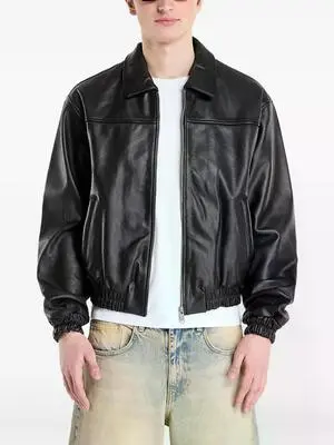 PATTA Logo-patch Leather Bomber Jacket
