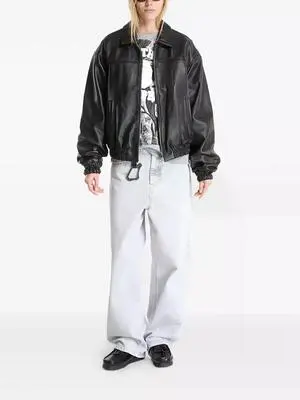 PATTA Logo-patch Leather Bomber Jacket