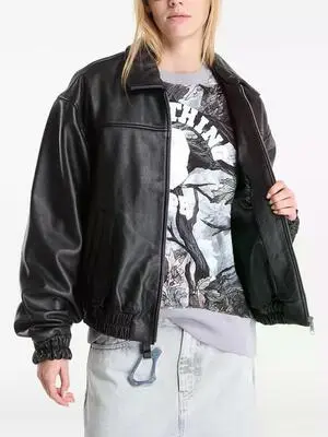 PATTA Logo-patch Leather Bomber Jacket