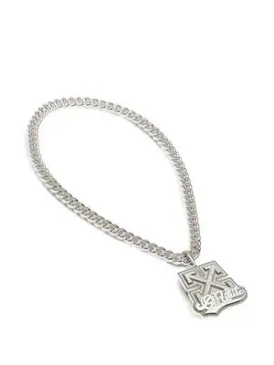 Off-White Crystal Embellished Arrows Pendant Necklace - Silver