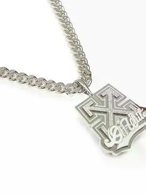 Off-White Crystal Embellished Arrows Pendant Necklace
