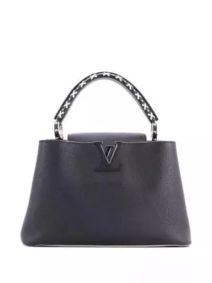 LOUIS VUITTON Capucines Bag In Leather With Whipstitch Detail Pm Satchel - Black