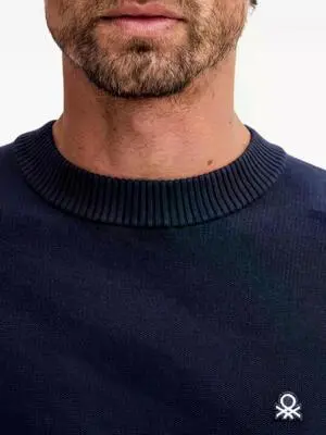 BENETTON Logo Embroidered Crew Neck Sweater