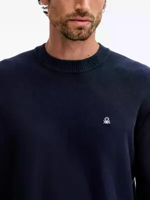 BENETTON Logo Embroidered Crew Neck Sweater