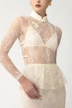 SAU LEE Rosie Lace Bodysuit
