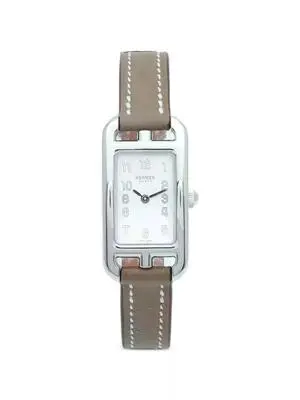 Hermès Nantucket 17mm Stainless Steel Watch With Leather Strap - White