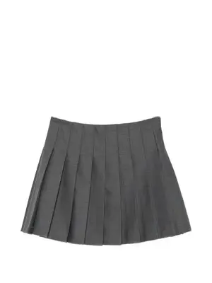 SELF-PORTRAIT Wool Pleated Mini Skirt - Grey