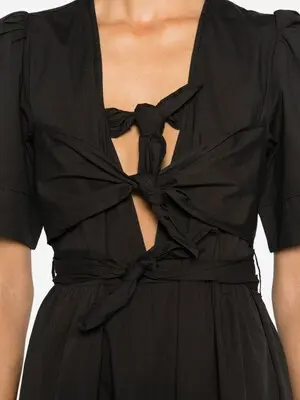 GANNI Cotton Midi Dress With Bow Detail