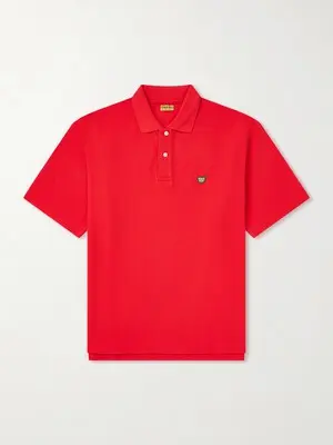 HUMAN MADE Logo-appliquéd Cotton-piqué Polo Shirt - Red
