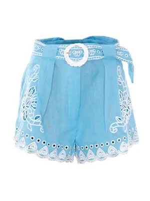 Farm Rio Linen Shorts - Blue