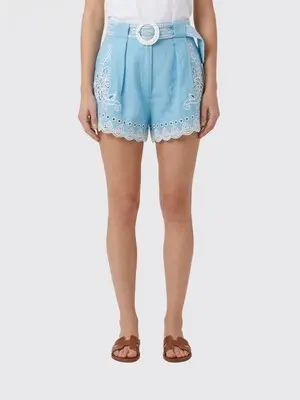Farm Rio Linen Shorts With Lace Trim And Belt