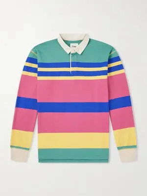 DRAKE'S Striped Cotton-jersey Polo Shirt - Multi