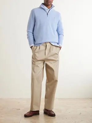 Polo Ralph Lauren Half-zip Mesh-knit Cotton Sweater