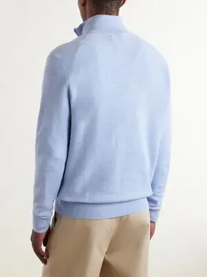 Polo Ralph Lauren Half-zip Mesh-knit Cotton Sweater
