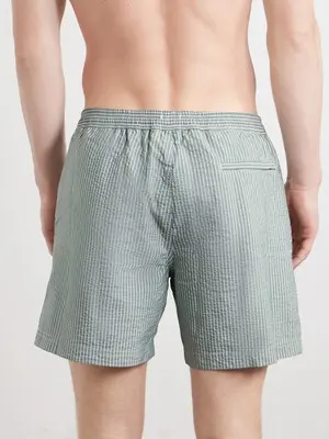 Sunspel Straight-leg Striped Swim Shorts - Green