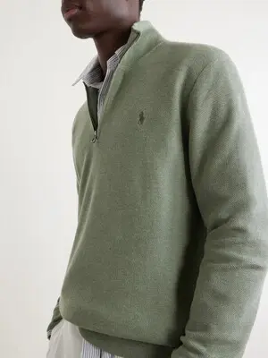 Polo Ralph Lauren Logo-embroidered Cotton Half-zip Sweater - Green