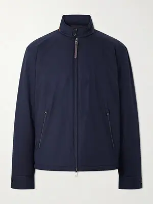 Polo Ralph Lauren Gabardine Jacket With Leather And Suede Trim - Blue