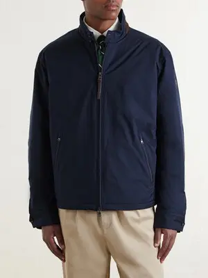 Polo Ralph Lauren Gabardine Jacket With Leather And Suede Trim - Blue