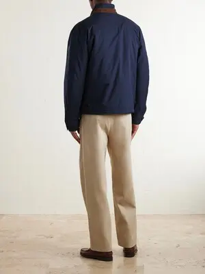 Polo Ralph Lauren Gabardine Jacket With Leather And Suede Trim - Blue
