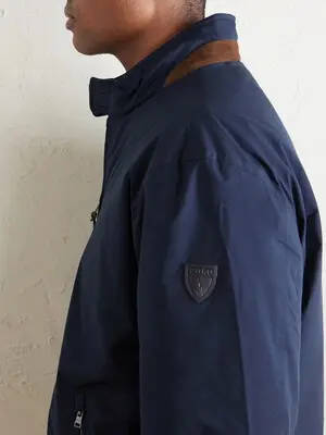 Polo Ralph Lauren Gabardine Jacket With Leather And Suede Trim - Blue