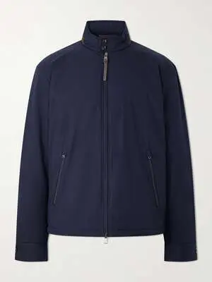 Polo Ralph Lauren Gabardine Jacket With Leather And Suede Trim - Navy