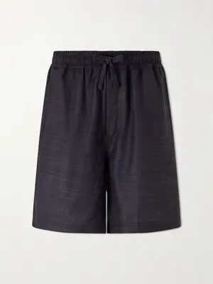 SAMAN AMEL Straight-leg Silk Shorts - Black