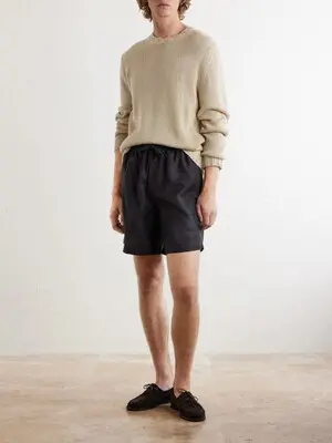 SAMAN AMEL Straight-leg Silk Shorts