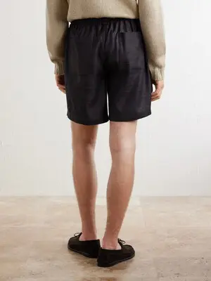 SAMAN AMEL Straight-leg Silk Shorts