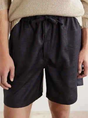 SAMAN AMEL Straight-leg Silk Shorts