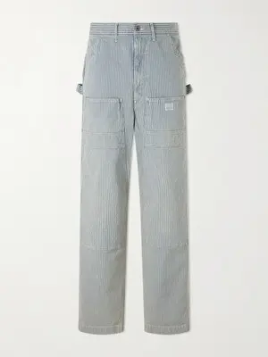 Kapital Straight-leg Striped Cotton-canvas Trousers - Blue