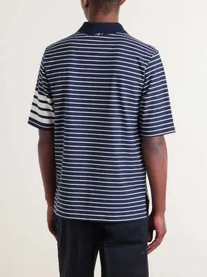 Thom Browne Striped Logo-appliqué Cotton-blend Terry Polo Shirt