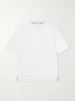 Thom Browne Striped Cotton Jersey T-shirt - Gray