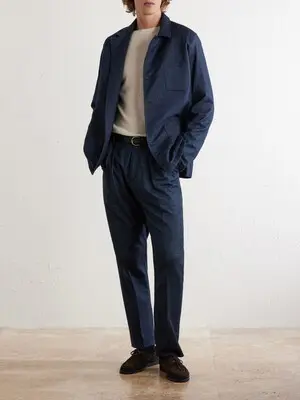 Massimo Alba Stan Straight-leg Pleated Cotton Trousers