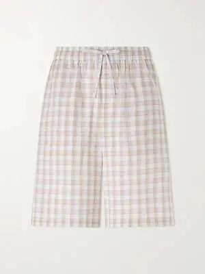 Loewe Checked Cotton Straight-leg Shorts - Beige
