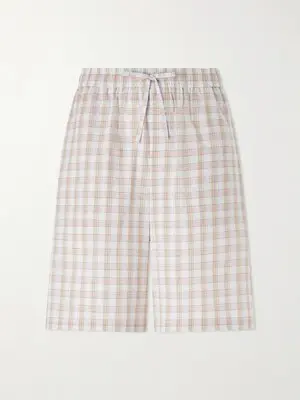 Loewe Checked Cotton Straight-leg Shorts - Neutrals