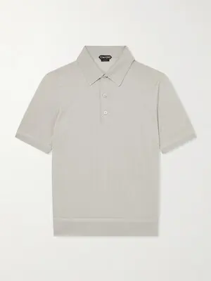 TOM FORD Cashmere And Silk-blend Polo Shirt - Gray