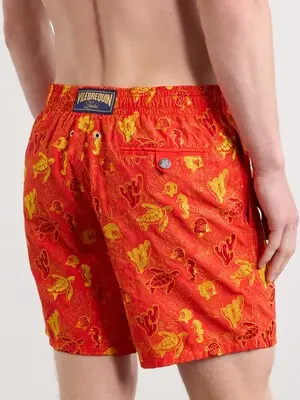 Vilebrequin Mistral Embroidered Straight-leg Swim Shorts - Orange
