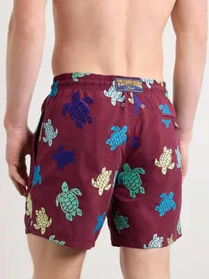 Vilebrequin Embroidered Turtle Print Swim Shorts - Red