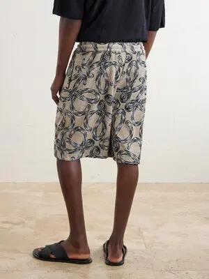 Loewe Straight-leg Printed Cotton-blend Shorts - Neutrals