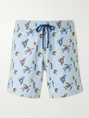 Vilebrequin Mistral Embroidered Straight-leg Swim Shorts - Blue