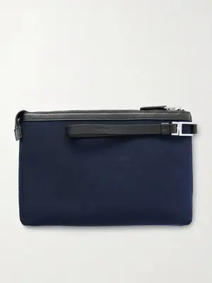 TOM FORD Canvas Pouch With Leather Trim - Blue