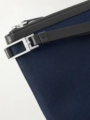 TOM FORD Canvas Pouch With Leather Trim - Blue