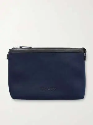 TOM FORD Leather-trimmed Canvas Pouch - Navy