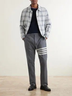 Thom Browne Pointelle-knit Cotton And Linen-blend T-shirt