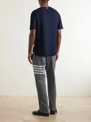 Thom Browne Pointelle-knit Cotton And Linen-blend T-shirt